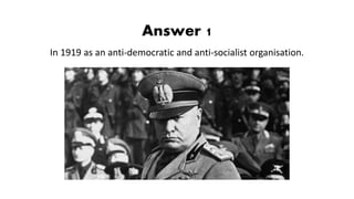 REVISION IGCSE CAMBRIDGE HISTORY: BENITO MUSSOLINI | PPTX