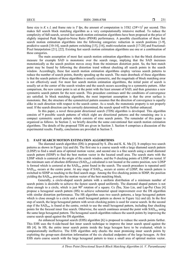 A Three-Point Directional Search Block Matching Algorithm | PDF