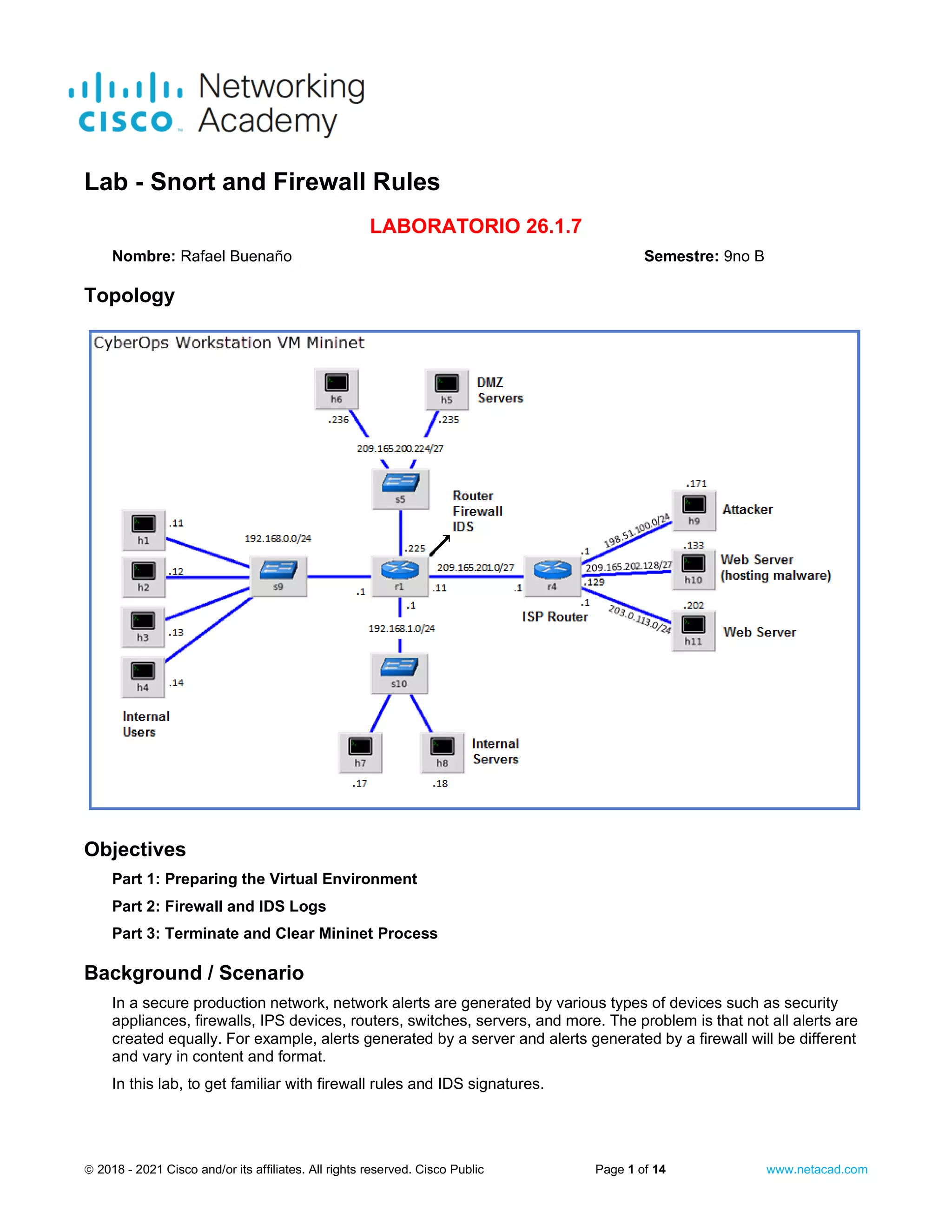 26.1.7 lab snort and firewall rules | PDF