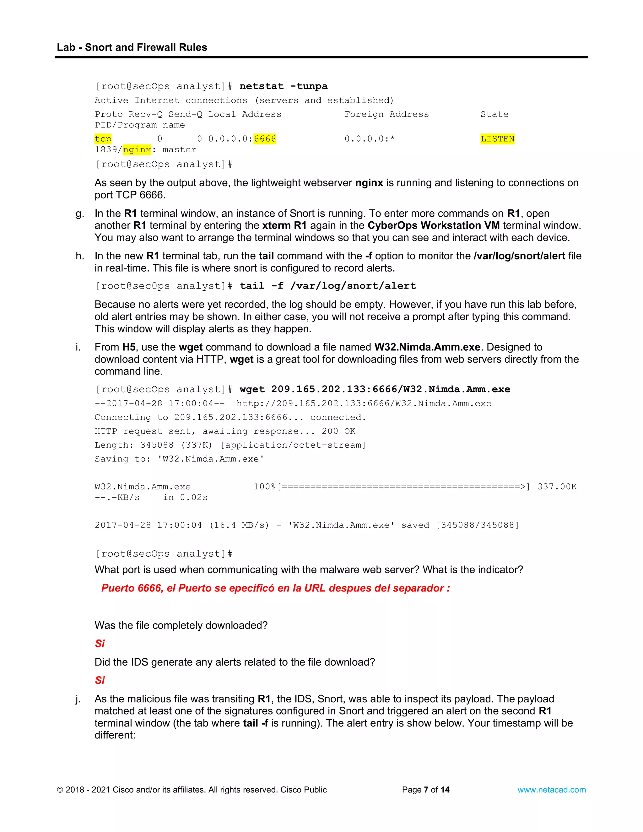 26.1.7 lab snort and firewall rules | PDF