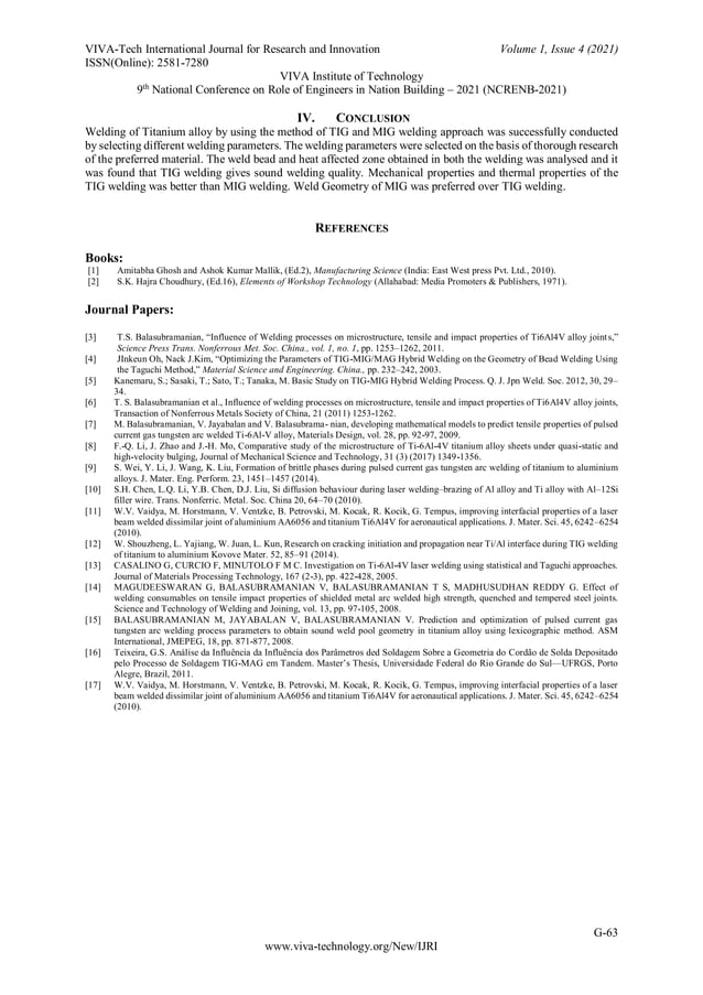 Experimental Investigation of Effect of TIG and MIG Welding Parameters on Ti6Al4V | PDF
