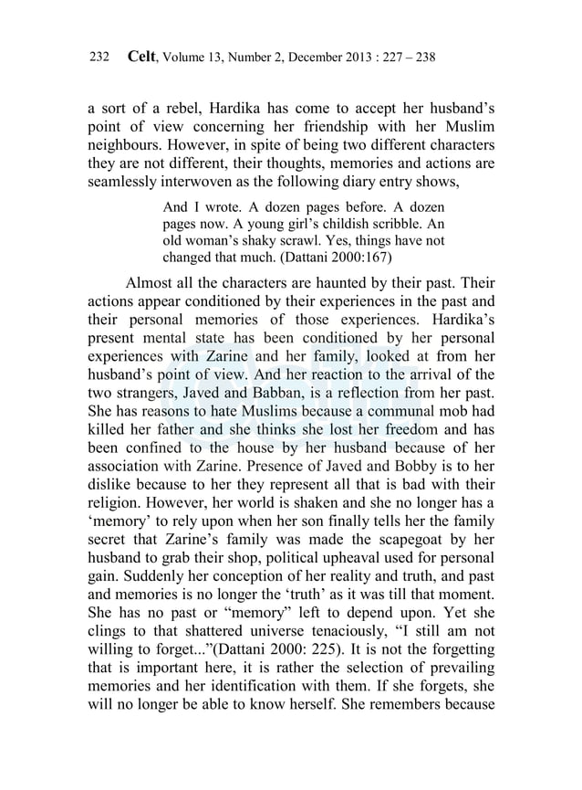 Role of memory in shaping characters identity in final solution | PDF