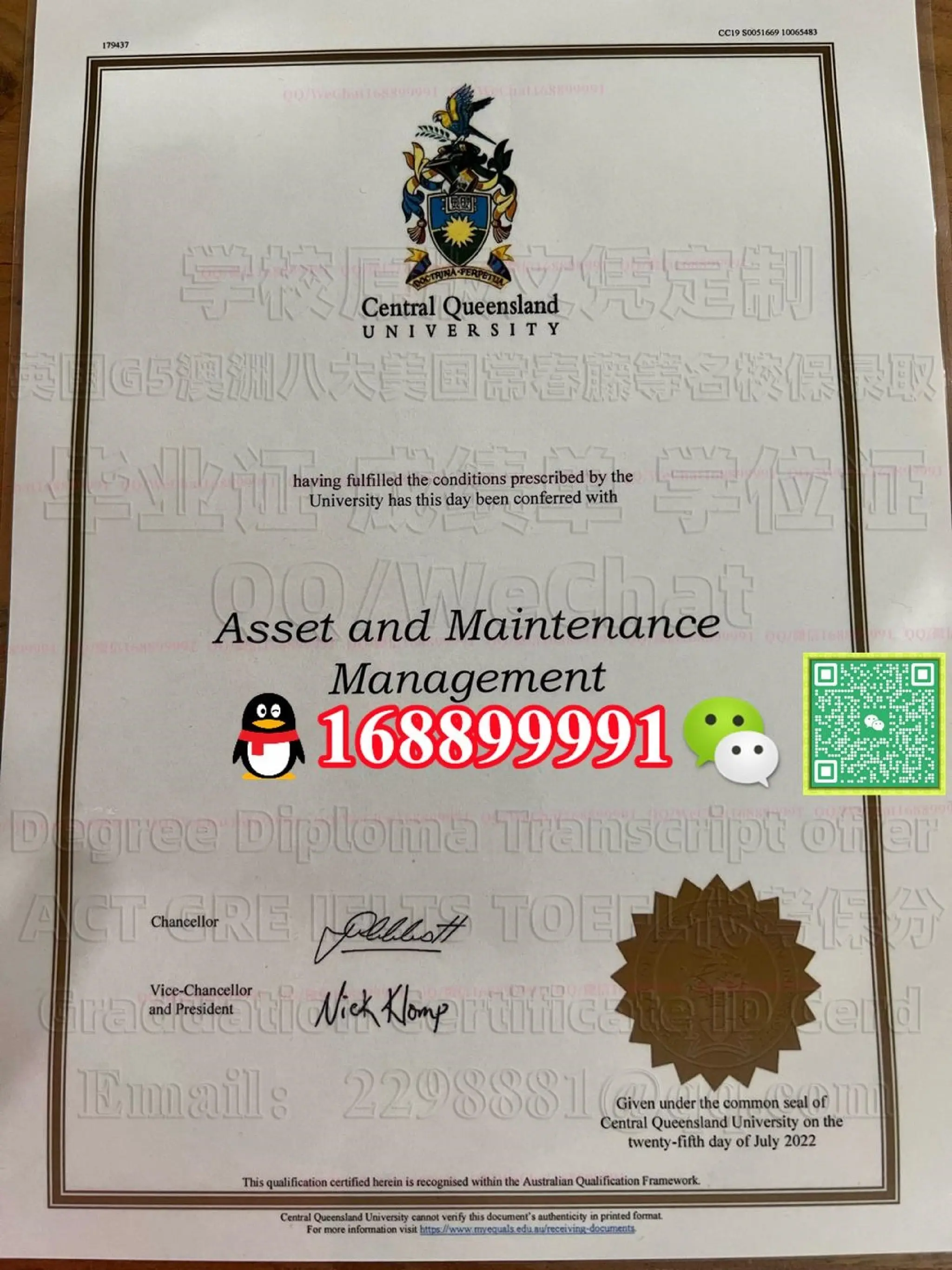 Central Queensland University degree offer diploma Transcript | PDF