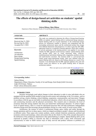 The effects of design-based art activities on students’ spatial ...