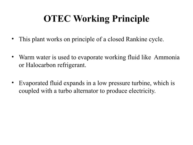 OTEC renewable energy working principles | PPT