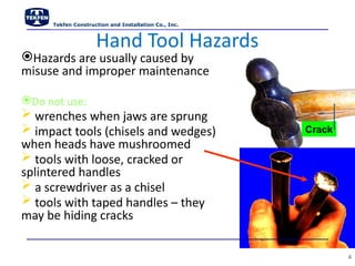 26- Hand Power Tools.ppt/Power Tools – Precautions Electric Cords | PPT