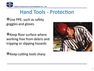 26- Hand Power Tools.ppt/Power Tools – Precautions Electric Cords | PPT