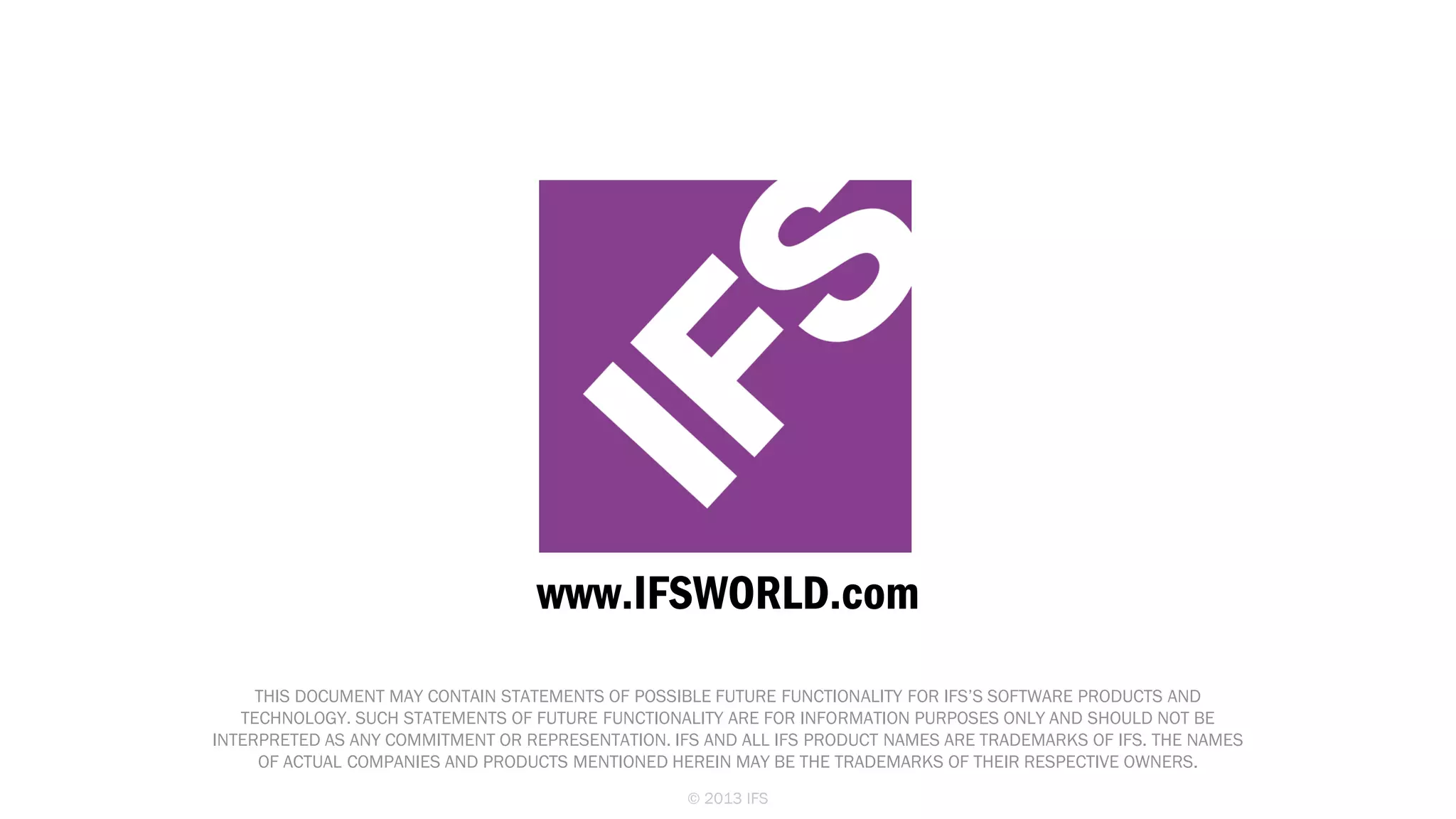 IFS Manufacturing future roadmap | PDF