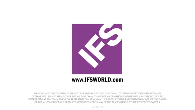 IFS Manufacturing future roadmap | PPT
