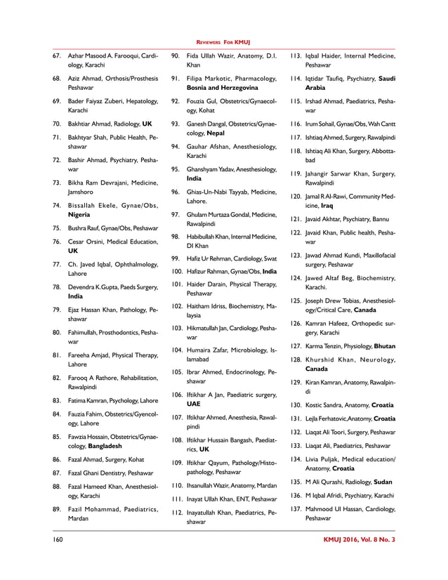 KMUJ 2016 reviewers No. 152 | PDF | Pregnancy | Reproductive Health