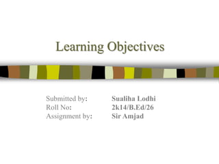 Learning Objectives | PPT