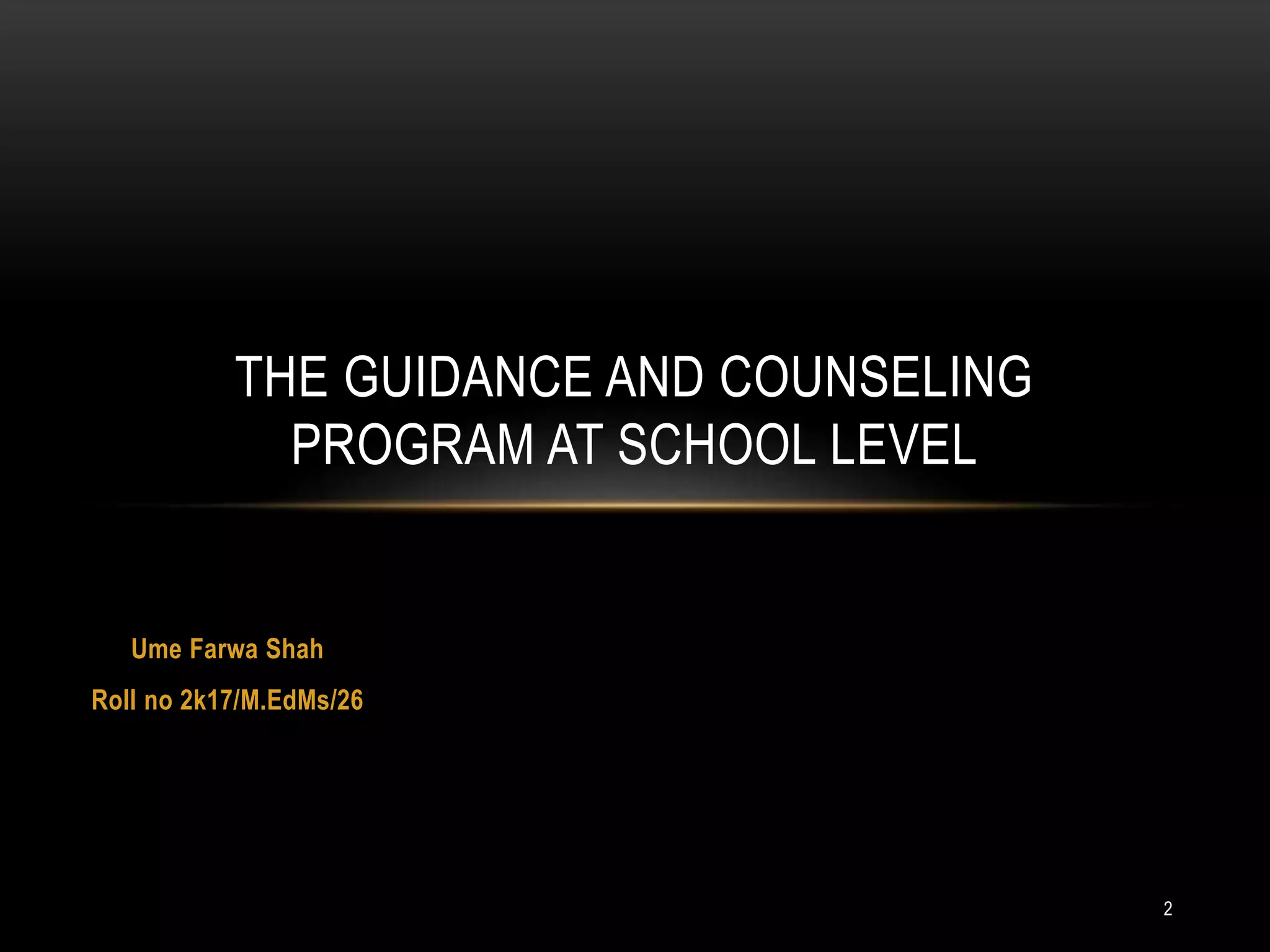 Guidance Program at School Level | PPTX
