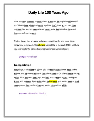 DAILY LIFE l 100 YEARS AGO | PDF