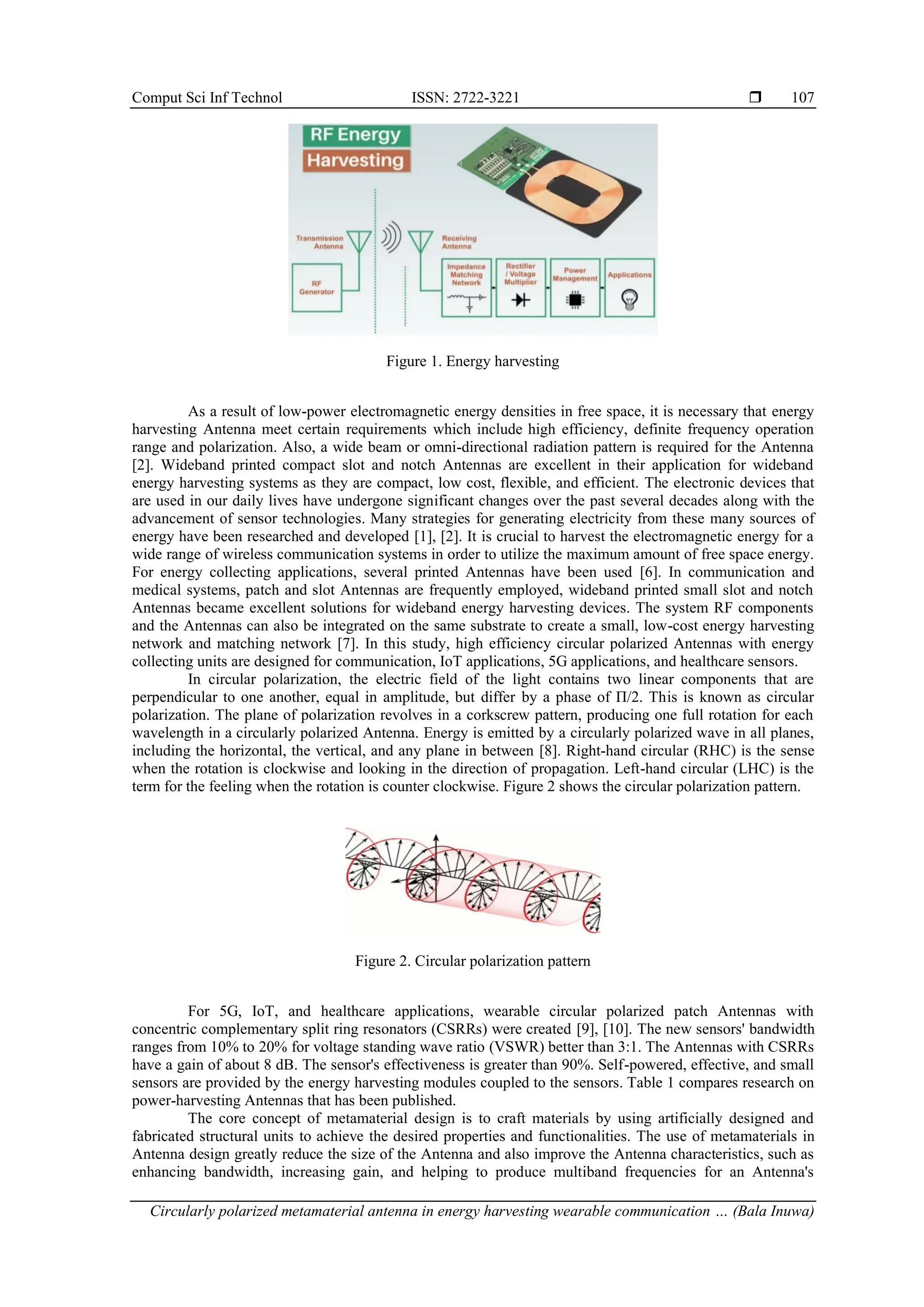 Circularly polarized metamaterial Antenna in energy harvesting wearable ...