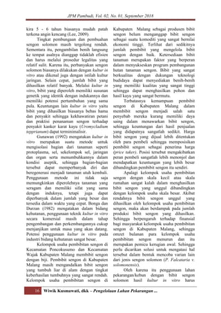 PENGELOLAAN LAHAN PEKARANGAN/KEBUN DENGAN SENGON SOLOMON HASIL KULTUR IN VITRO PADA KELOMPOK ...