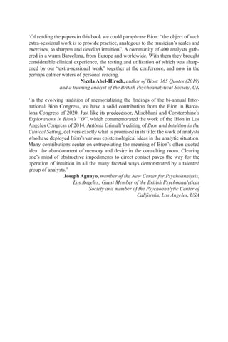 Bion And Intuition In The Clinical Setting Antnia Grimalt | PDF