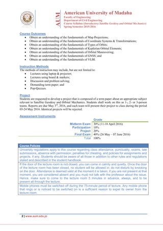 Syllabus of Special Topics - Satellite Geodesy | PDF