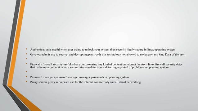 Arch linux and whole security concepts in linux explained | PPT