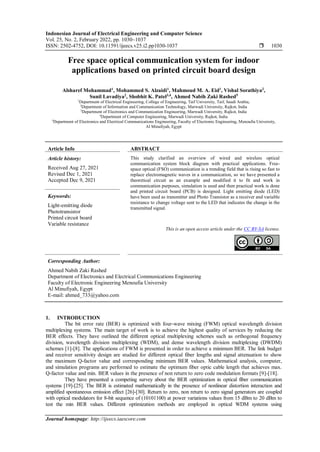 Free space optical communication system for indoor applications based ...