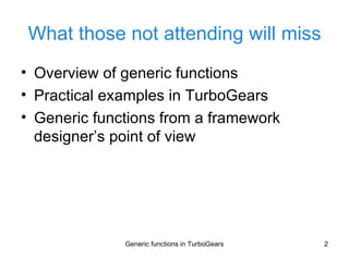 Generic functions in TurboGears | PPT