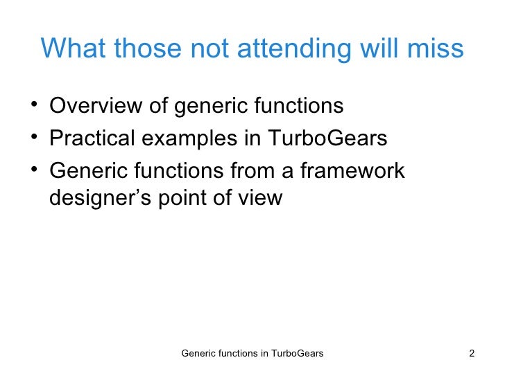 Generic functions in TurboGears Generic functions in TurboGears