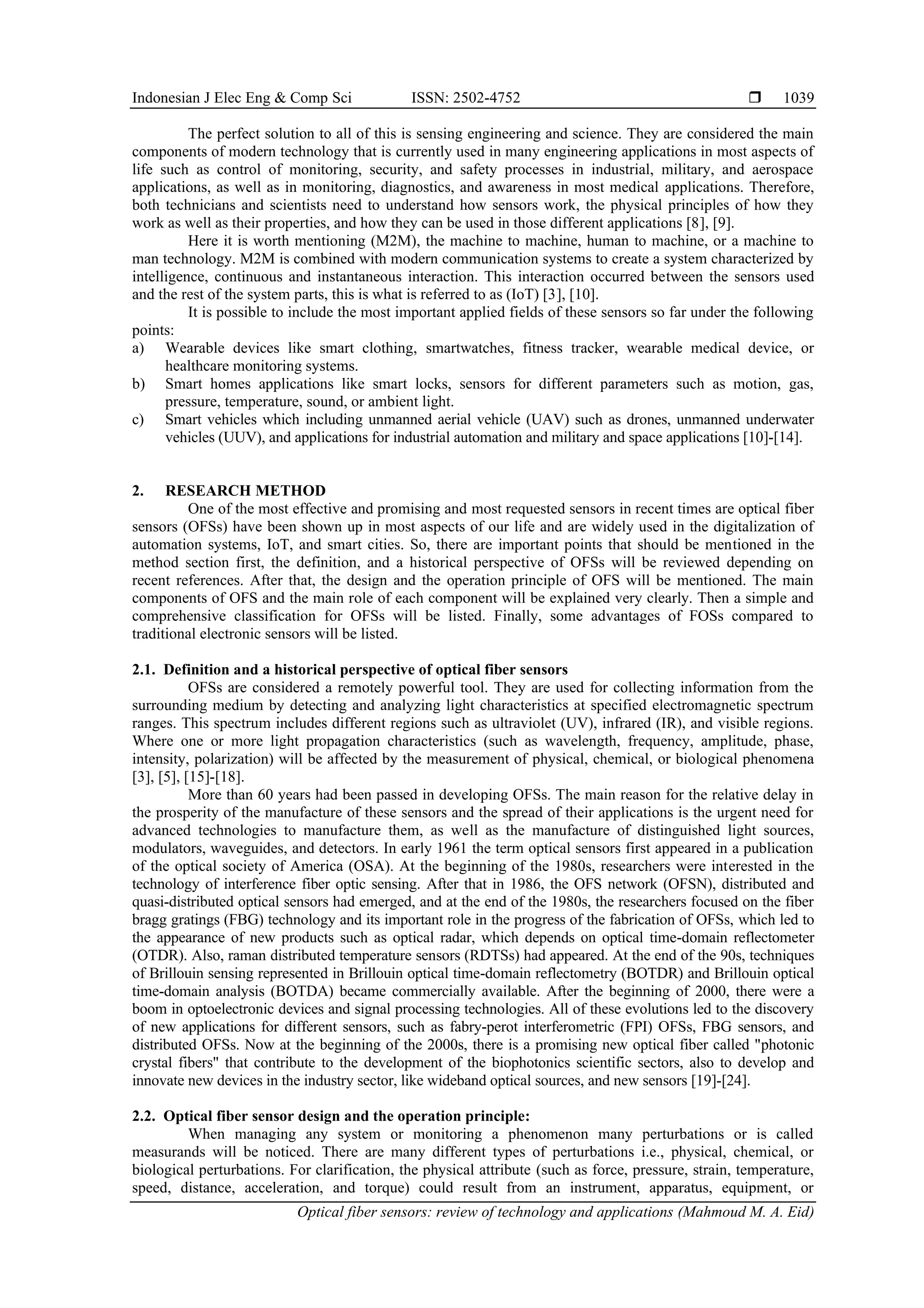 Optical fiber sensors: review of technology and applications | PDF
