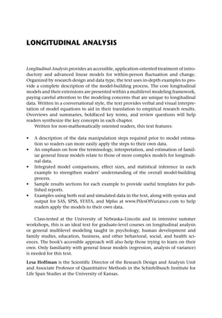 Longitudinal Analysis Modeling Withinperson Fluctuation And Change 1st ...