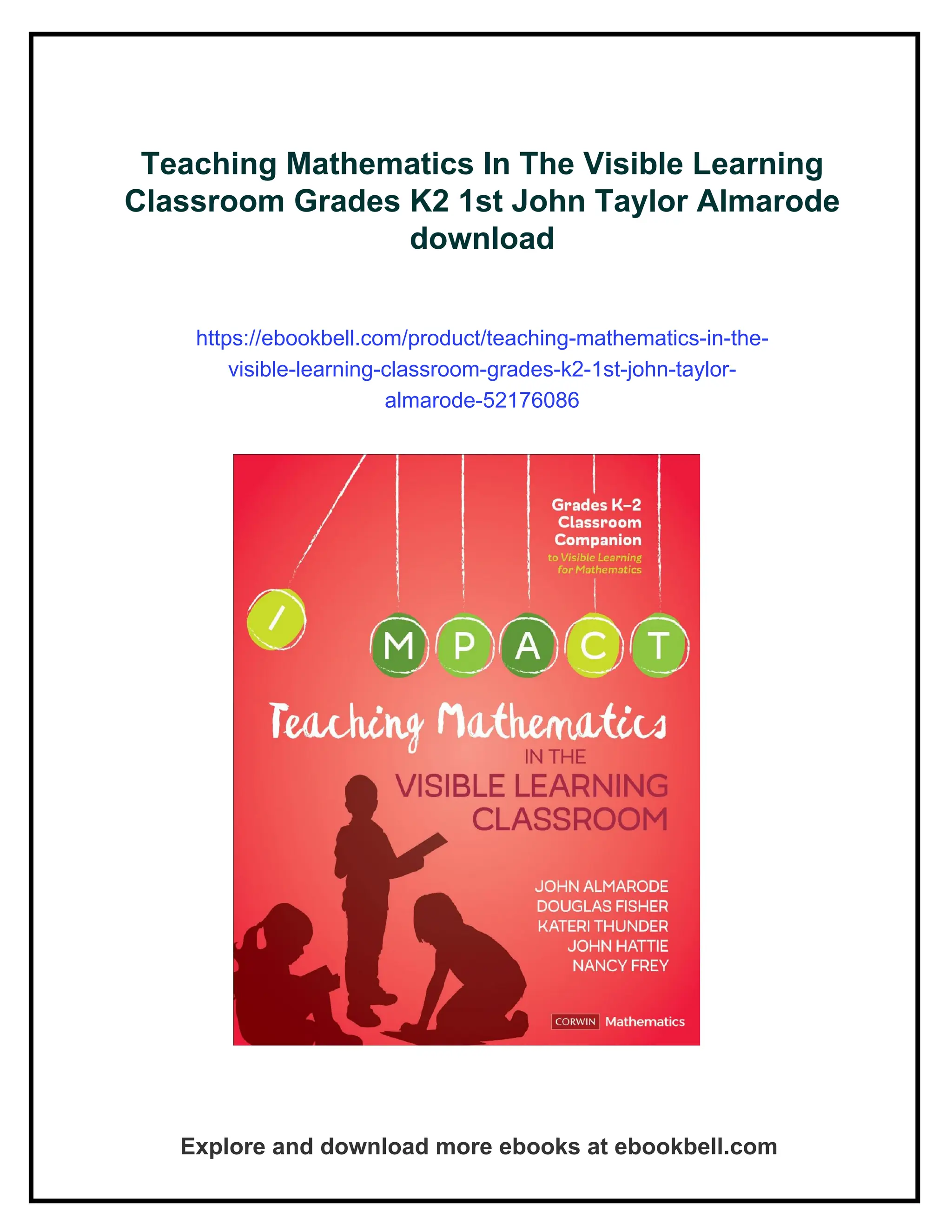 Teaching Mathematics In The Visible Learning Classroom Grades K2 1st ...