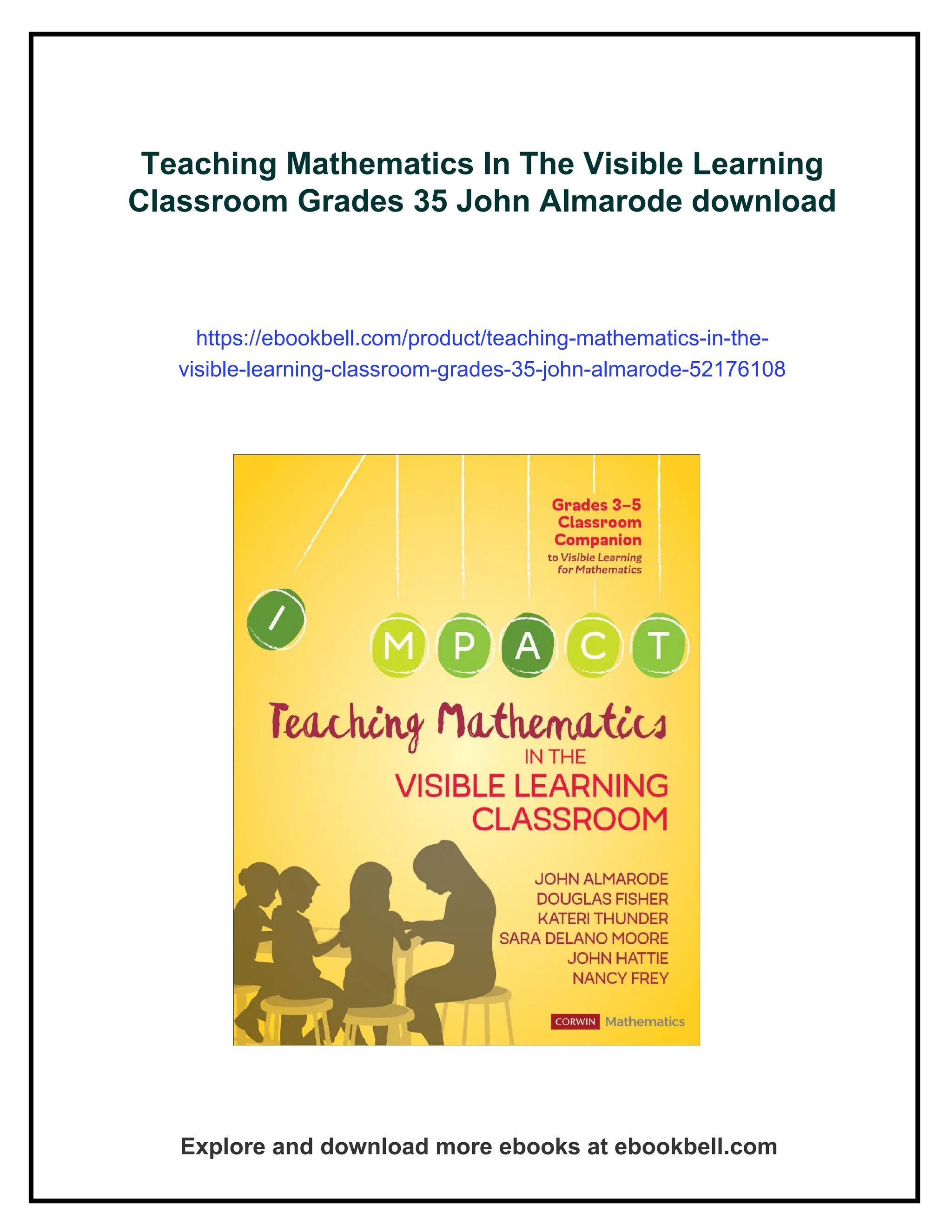 Teaching Mathematics In The Visible Learning Classroom Grades 35 John ...
