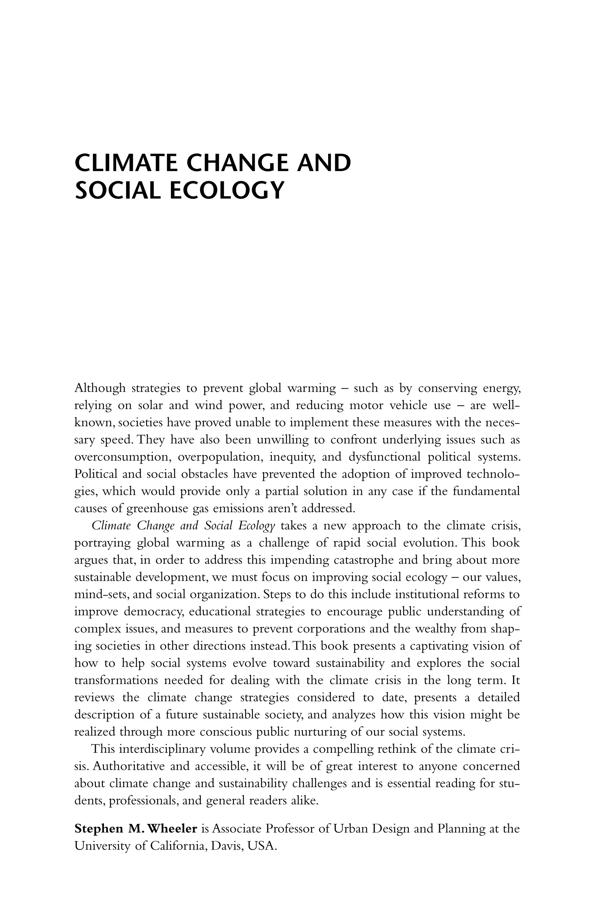 Climate Change And Social Ecology A New Perspective On The Climate ...