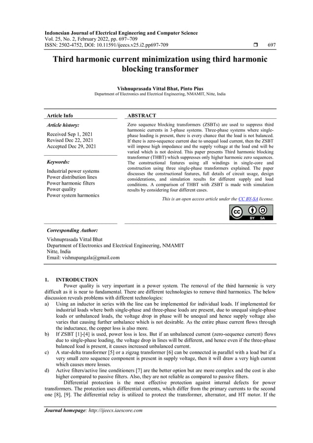 Third harmonic current minimization using third harmonic blocking transformer | PDF