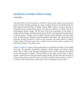 Introduction To Modern Climate Change 3rd Edition 3rd Andrew E Dessler ...