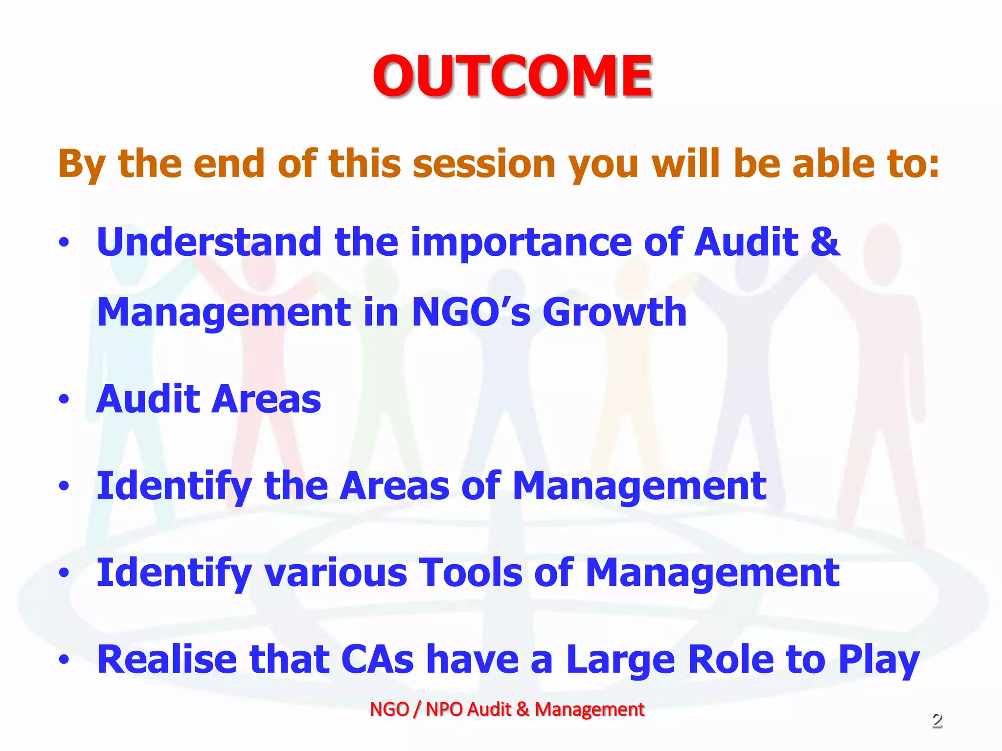 NGO / NPO Audit & Management - Role of a Chartered Accountant | PPTX