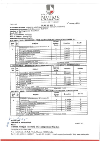 TranscriptNMIMS | PDF