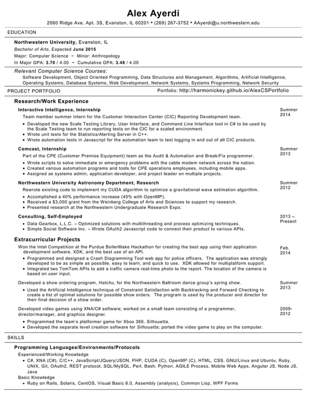 Alex CS Resume | PDF