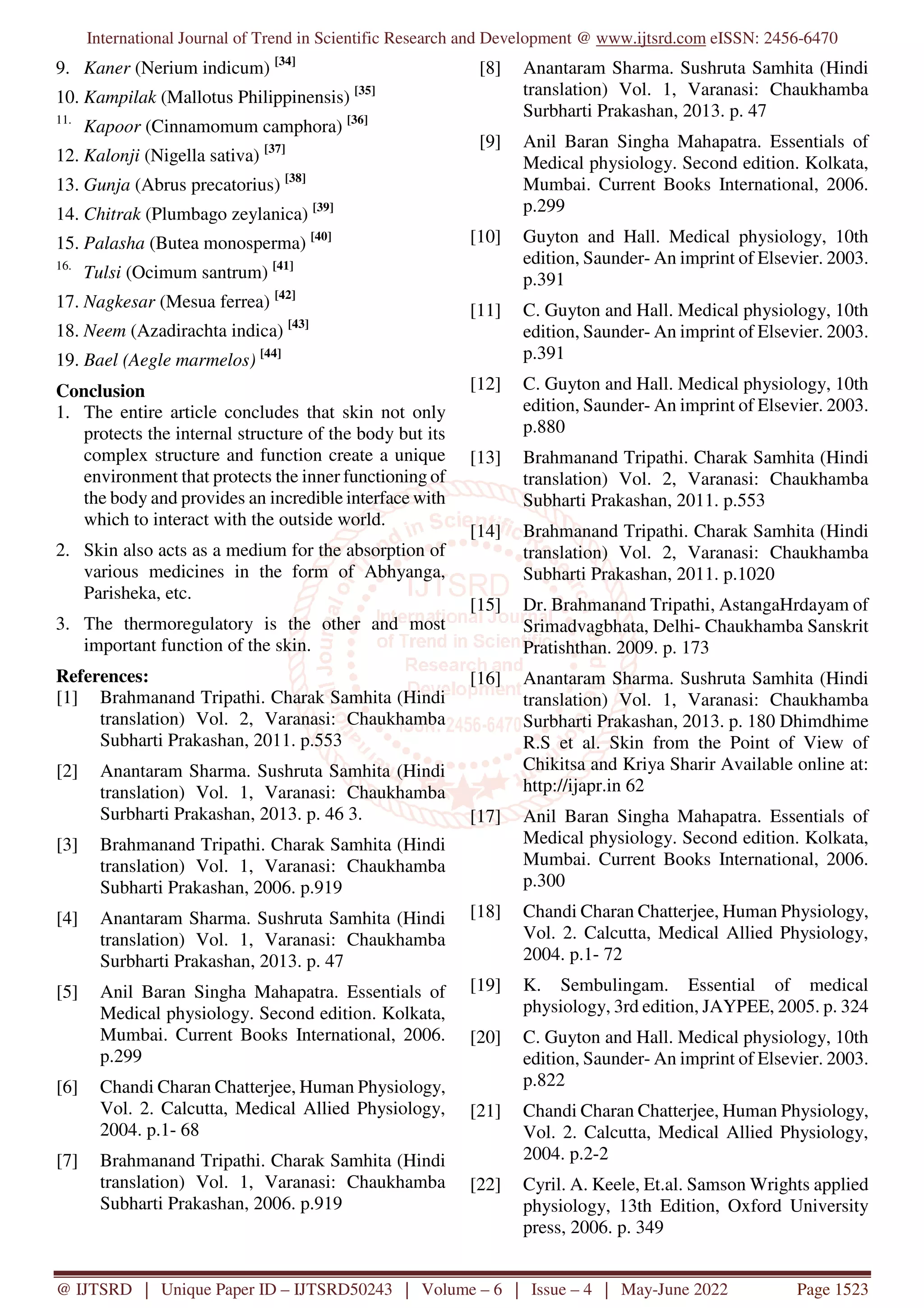 Concept of Ayurvedic Twak Sharir W.S.R. to Skin | PDF