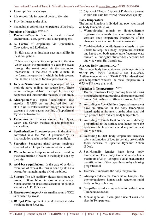 Concept of Ayurvedic Twak Sharir W.S.R. to Skin | PDF | Skin and ...