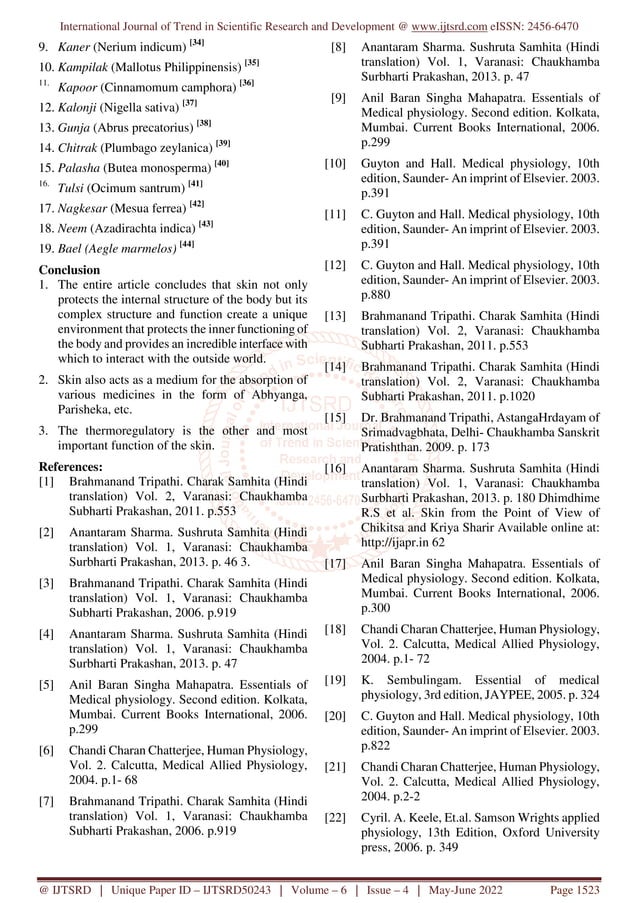 Concept of Ayurvedic Twak Sharir W.S.R. to Skin | PDF | Skin and ...