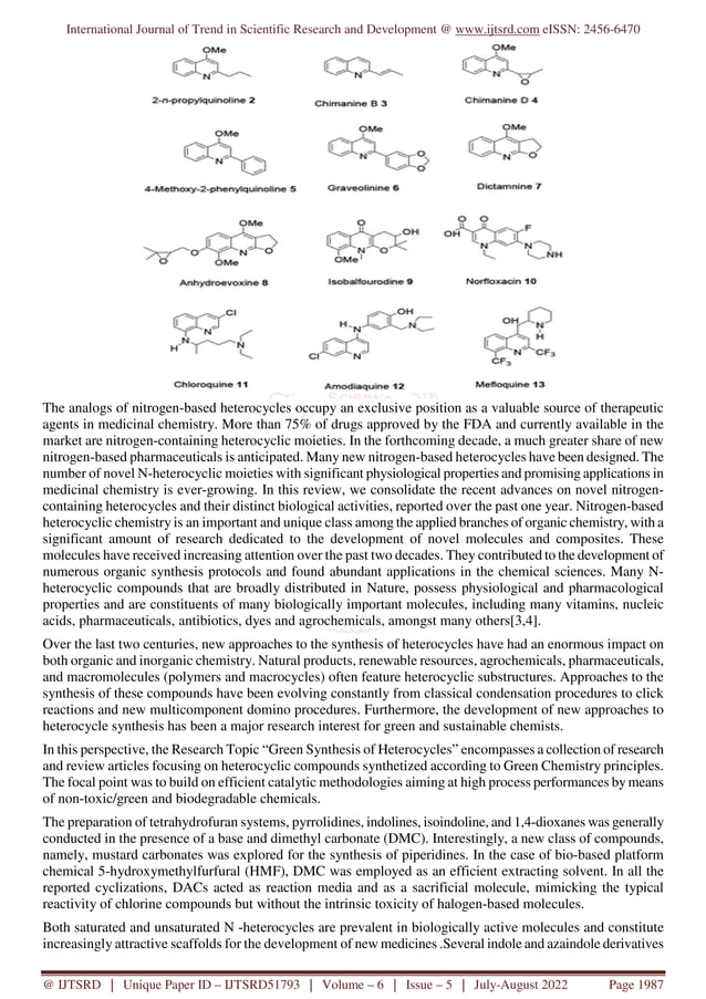 New Green Synthesis Approaches of Pharmacologically Active Heterocyclic ...