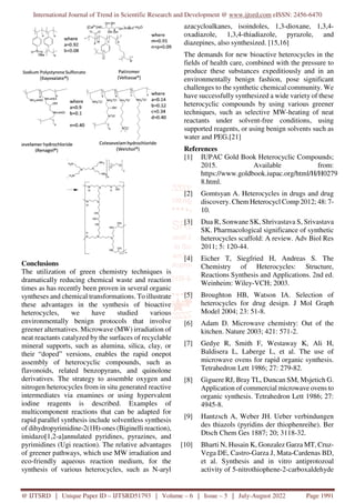 New Green Synthesis Approaches of Pharmacologically Active Heterocyclic Compounds | PDF