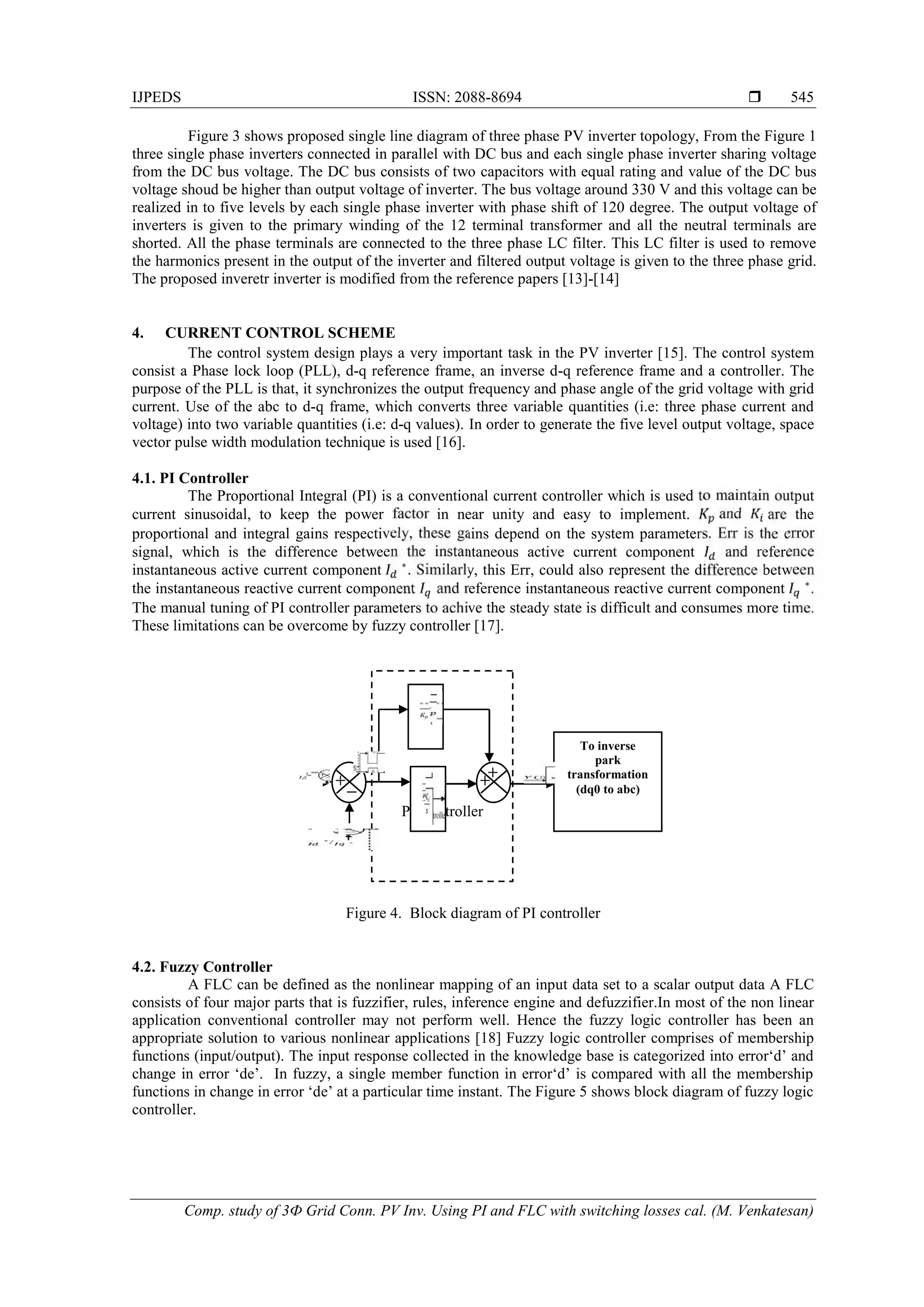 Comparative Study of Three Phase Grid Connected Photovoltaic Inverter Using PI and Fuzzy Logic ...