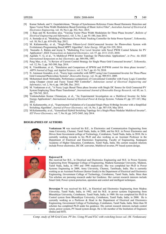 Comparative Study of Three Phase Grid Connected Photovoltaic Inverter Using PI and Fuzzy Logic ...