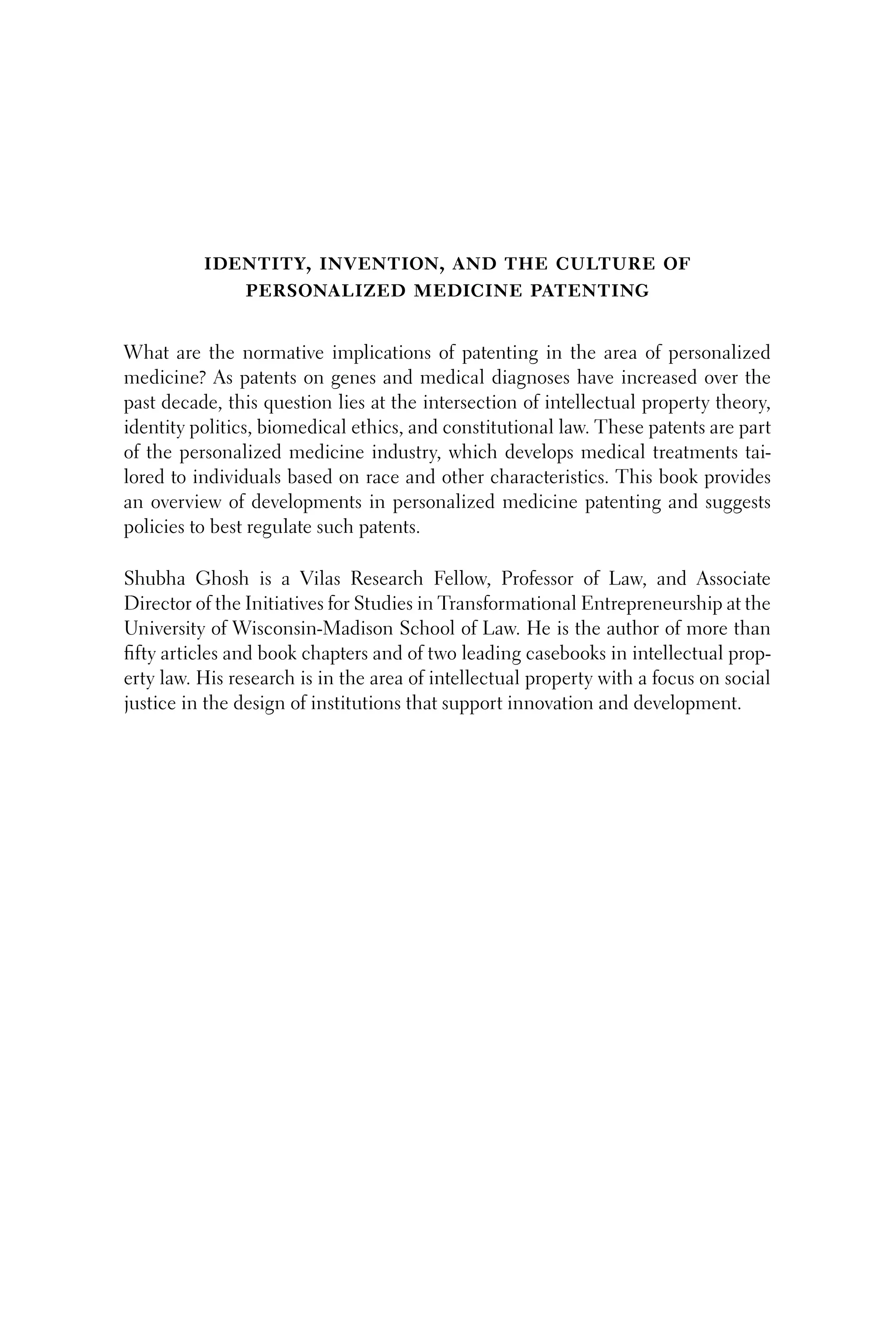 Identity Invention And The Culture Of Personalized Medicine Patenting ...