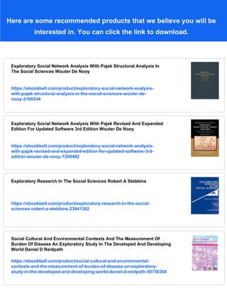 Exploratory Social Network Analysis With Pajek Expanded Edition Wouter ...