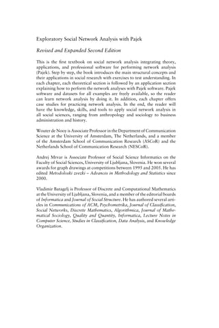 Exploratory Social Network Analysis With Pajek Expanded Edition Wouter ...