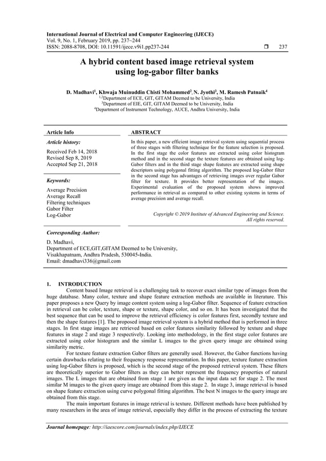 A hybrid content based image retrieval system using log-gabor filter banks | PDF