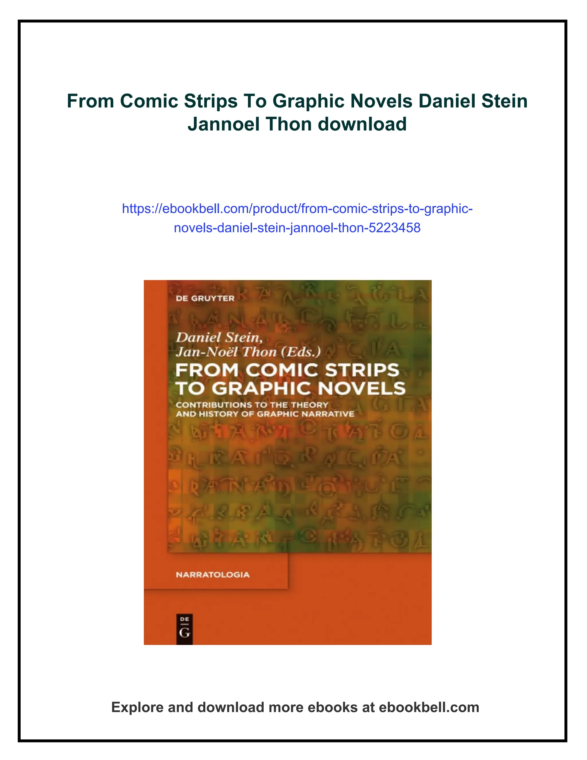 From Comic Strips To Graphic Novels Daniel Stein Jannoel Thon | PDF