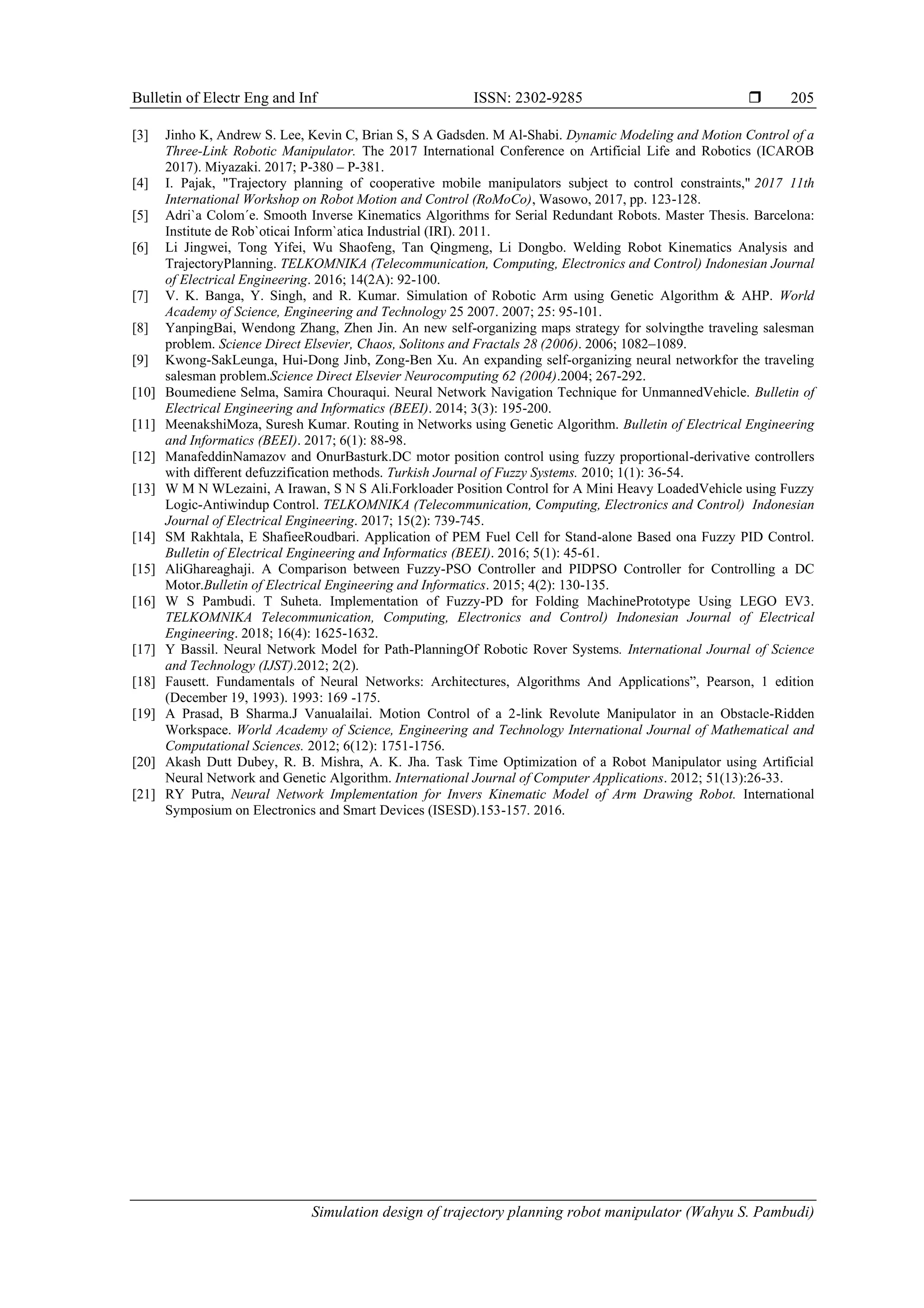 Simulation Design Of Trajectory Planning Robot Manipulator Pdf