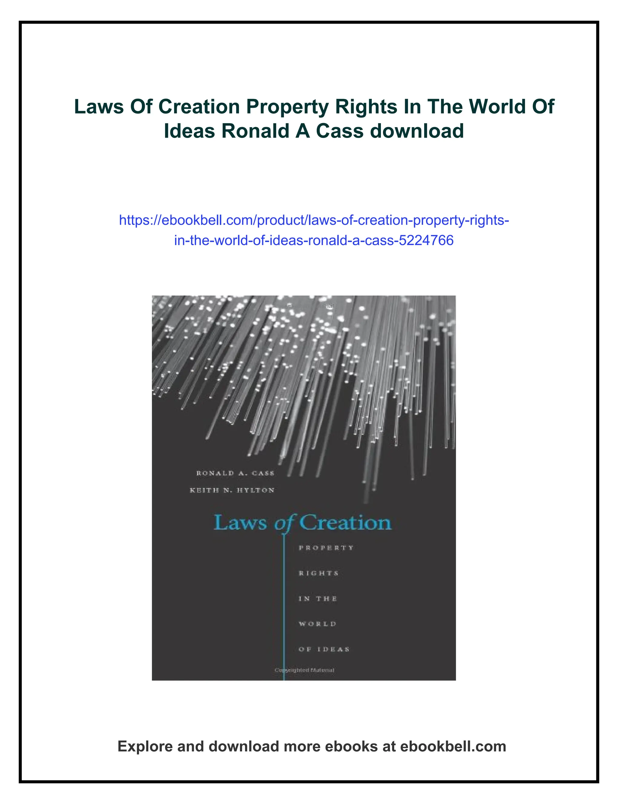 Laws Of Creation Property Rights In The World Of Ideas Ronald A Cass | PDF