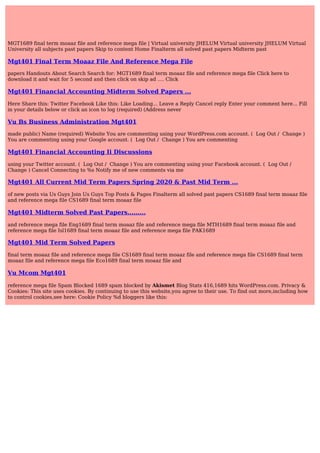 Mgt401 final term moaaz file and reference mega file | PDF